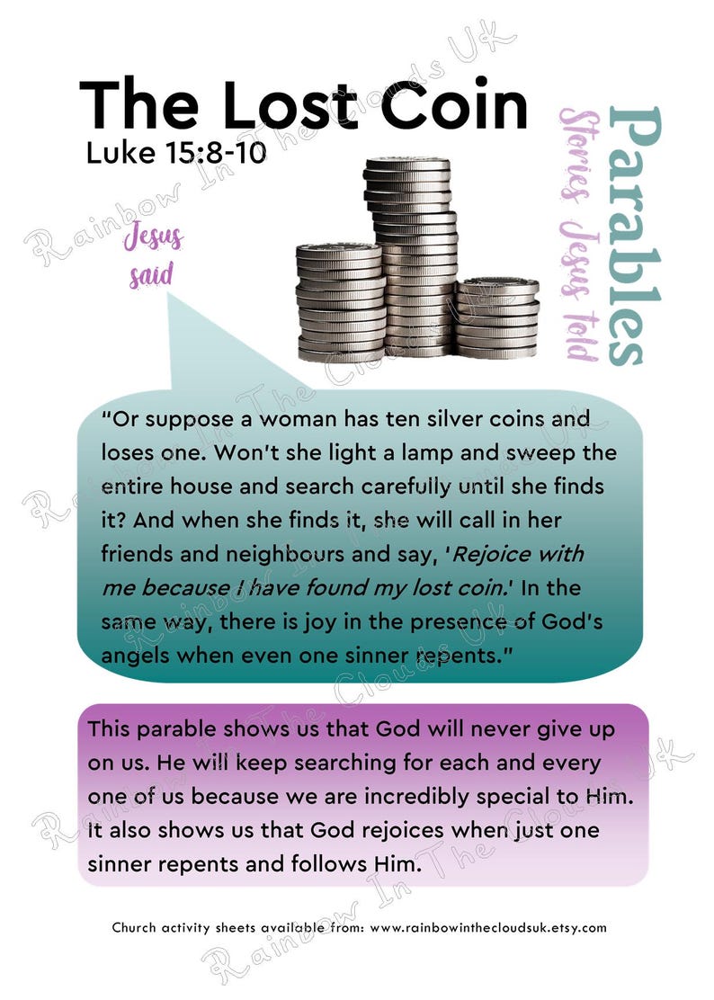 Lost Coin Parable Page - the Lost Coin Story - Bible Stories Jesus Told ...