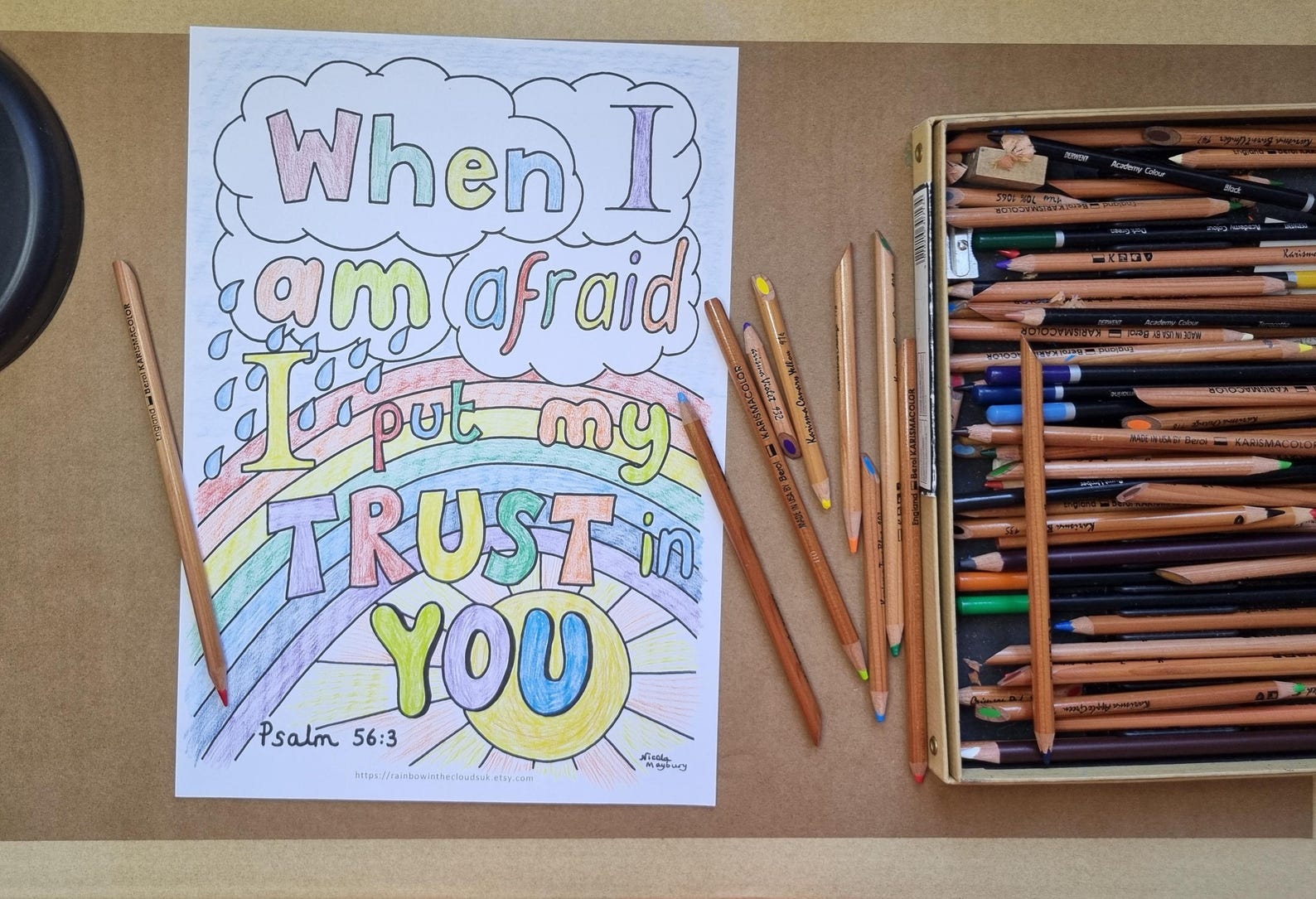 Christian Colouring Page - When I Am Afraid, I Put My Trust in You ...