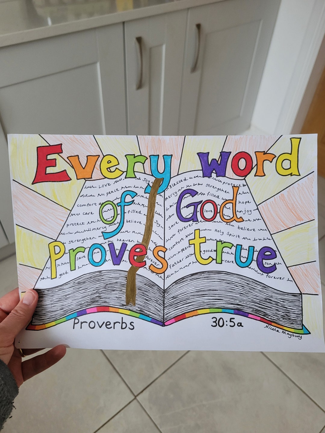 Christian Colouring Page - Every Word of God Proves True - Hand Drawn ...