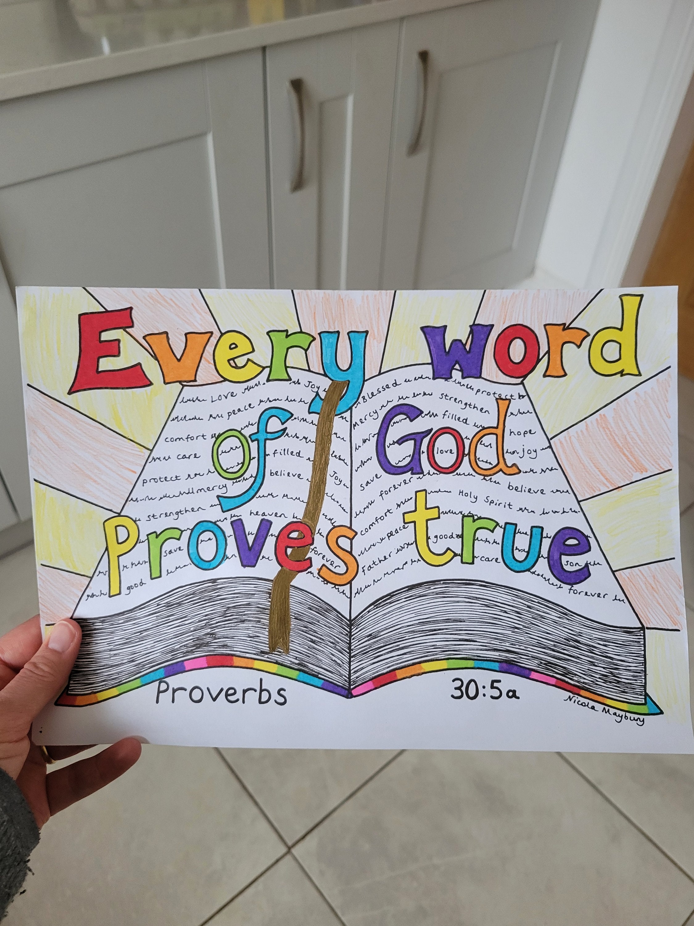 Christian Colouring Page - Every Word of God Proves True - Hand Drawn ...