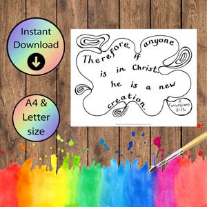 Bible Verse Coloring Page: New Creation Church Art (A4 & Letter PDF ...