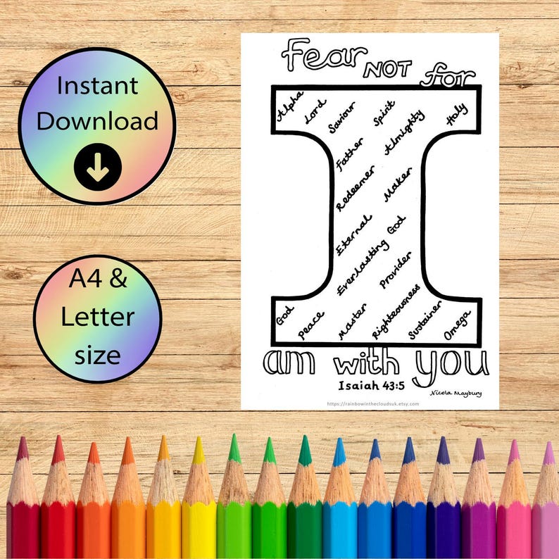 Church Colouring Pages - Fear Not for I Am With You - Hand Drawn ...