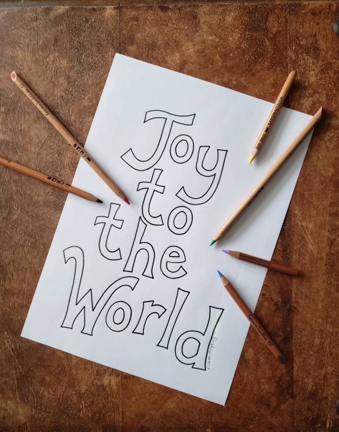 Christmas Colouring Sheet Joy to the World Christian Hand Drawn ...