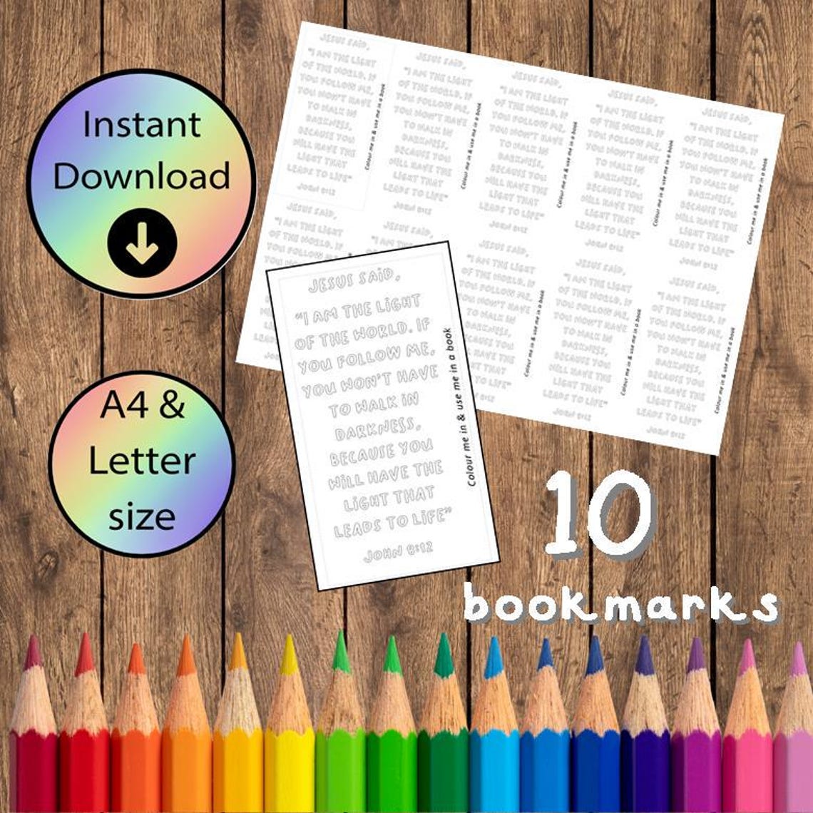 Color Your Own Christian Bookmarks: Bible Verse Craft (digital Download ...