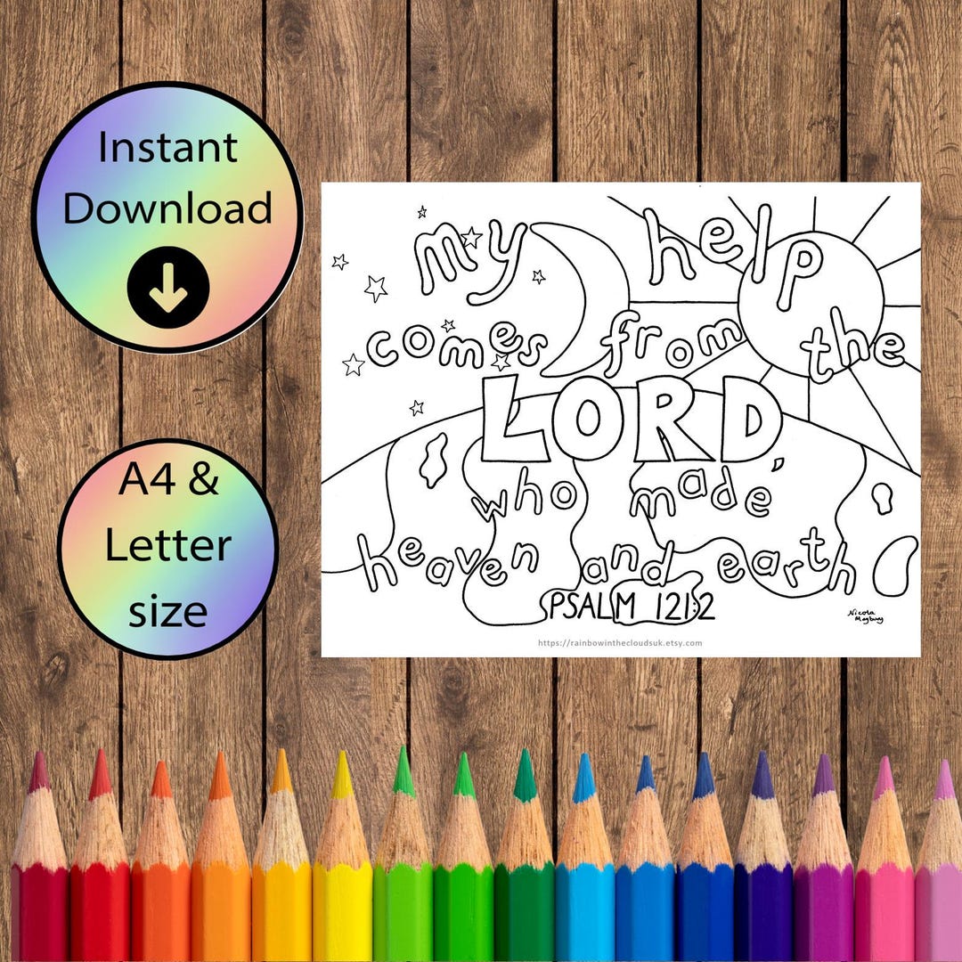Church Coloring Page: Psalm 121 Scripture Art (PDF Download A4/letter ...