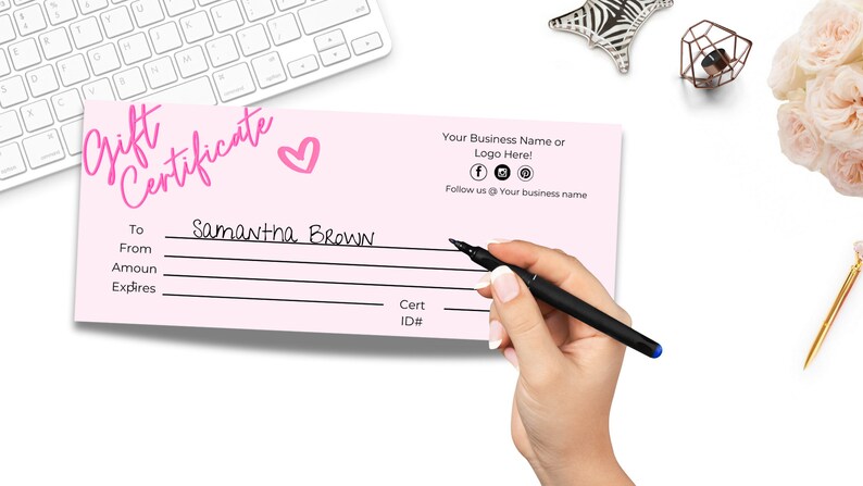 Gift Certificate Template, Editable Gift Certificate for Small Business ...
