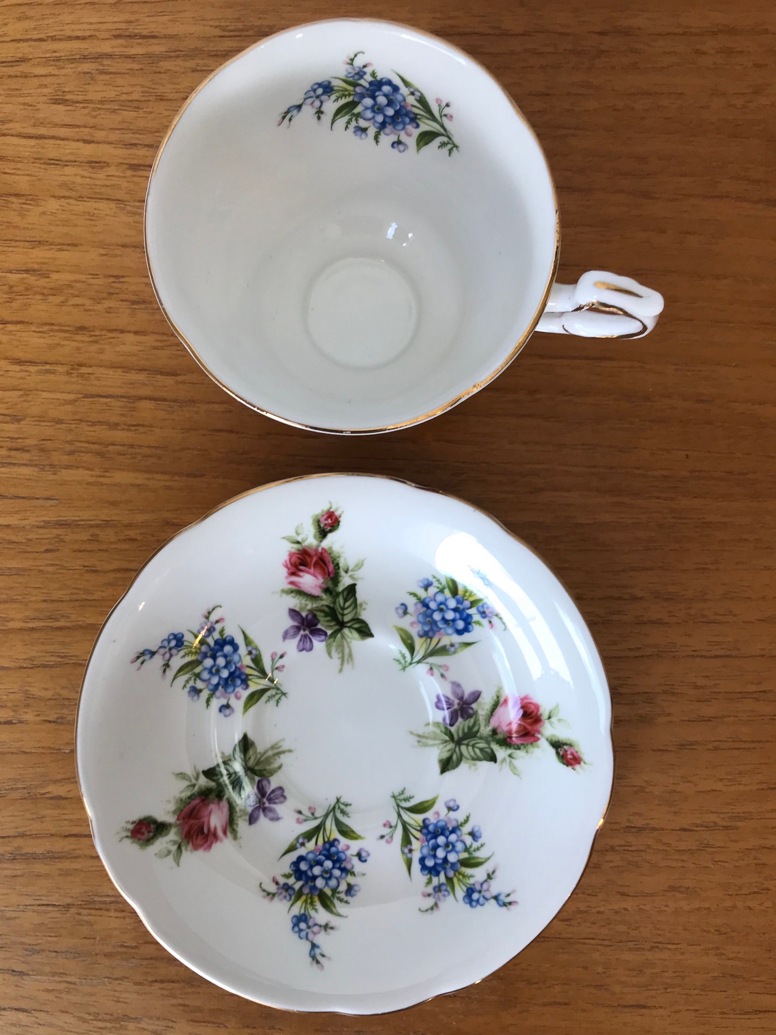 Paragon Flower Teacup and Saucer Forget Me Nots Roses and - Etsy Singapore