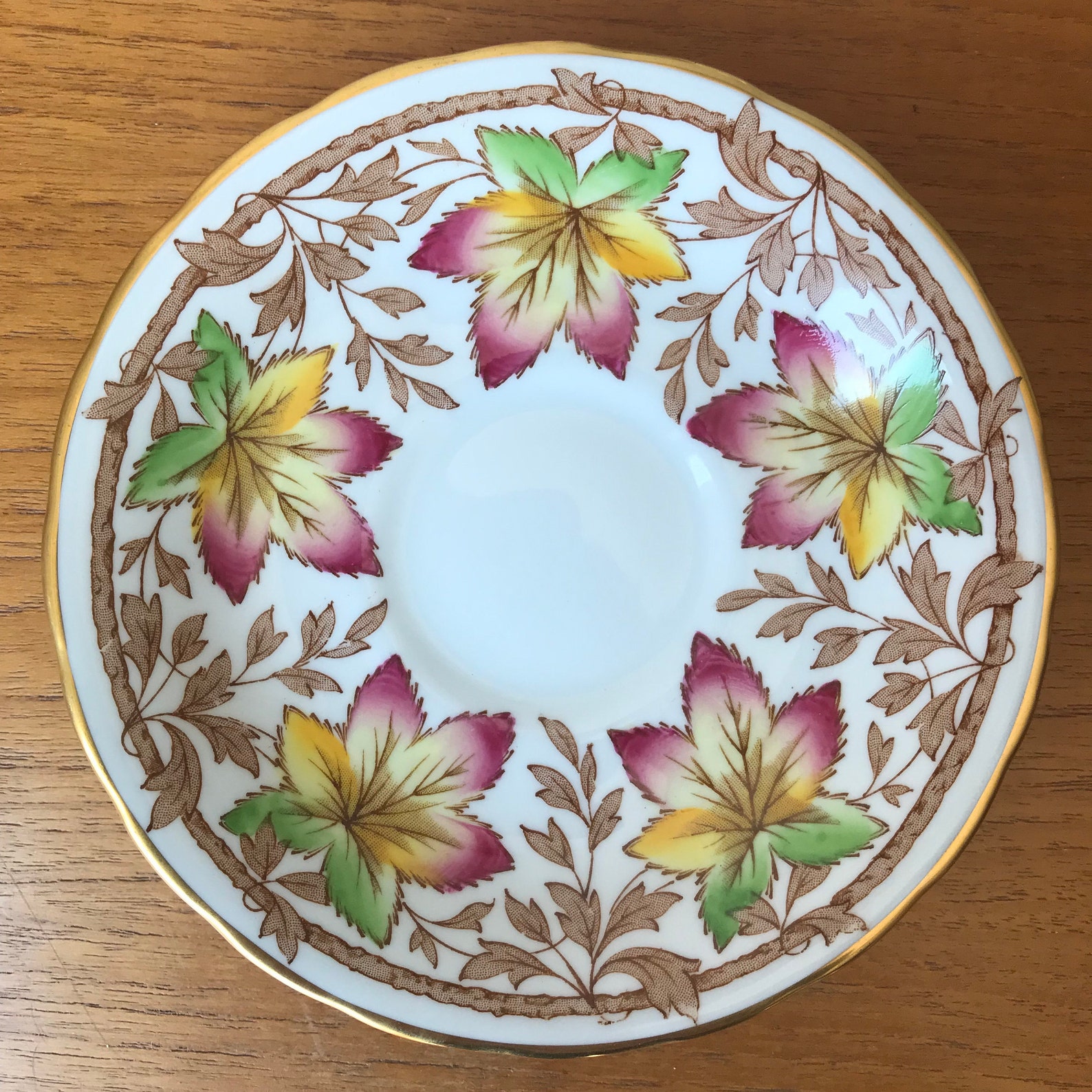 Royal Chelsea Tea Cup and Saucer Colourful Maple Leaf Teacup - Etsy ...