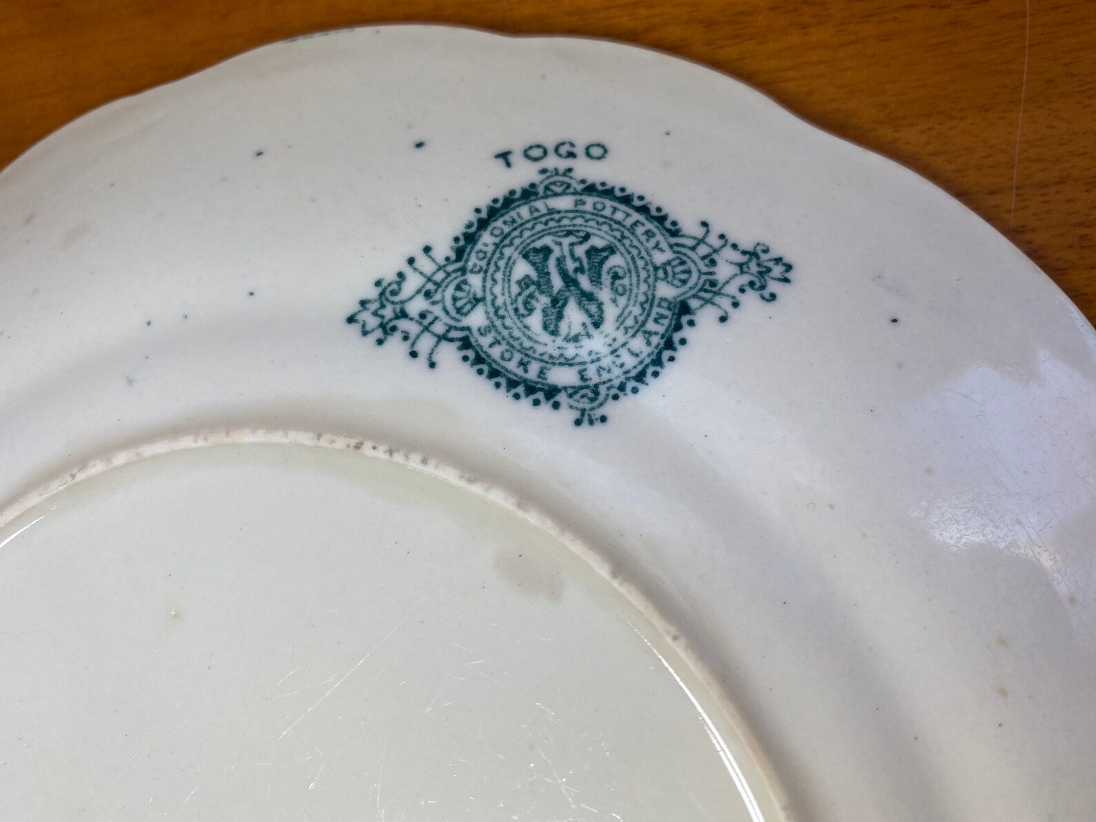Antique Plate Colonial Pottery Stoke England TOGO Turquoise - Etsy