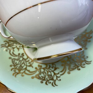 Paragon Rose Tea Cup and Saucer, Pale Green and Pink Rose China Teacup ...