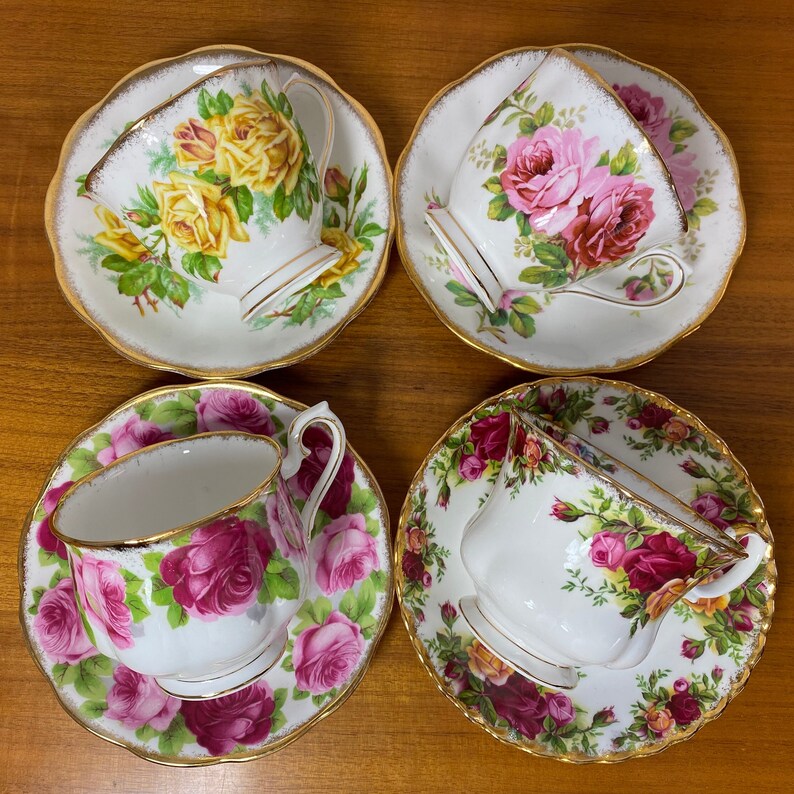 Royal Albert Tea Set Rose Pattern Teacups and Saucers Pink - Etsy