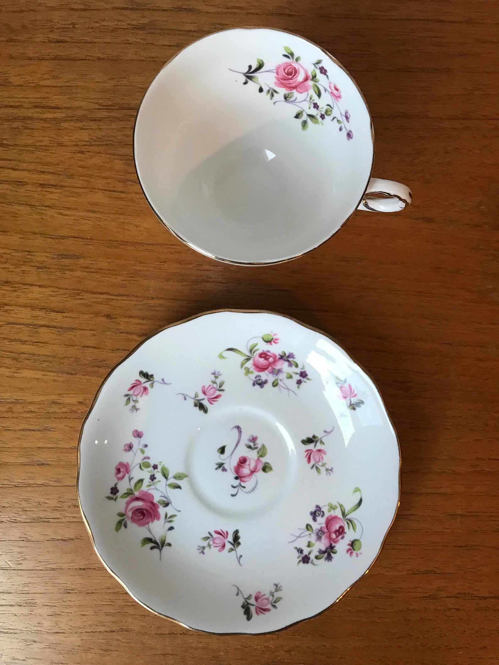 Melba China Tea Cup and Saucer Pink and Purple Flower Teacup | Etsy