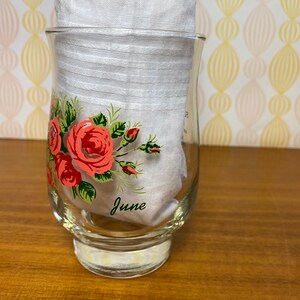 June Roses Flower of the Month Glass, Vintage Drinking Glass, Birthday ...