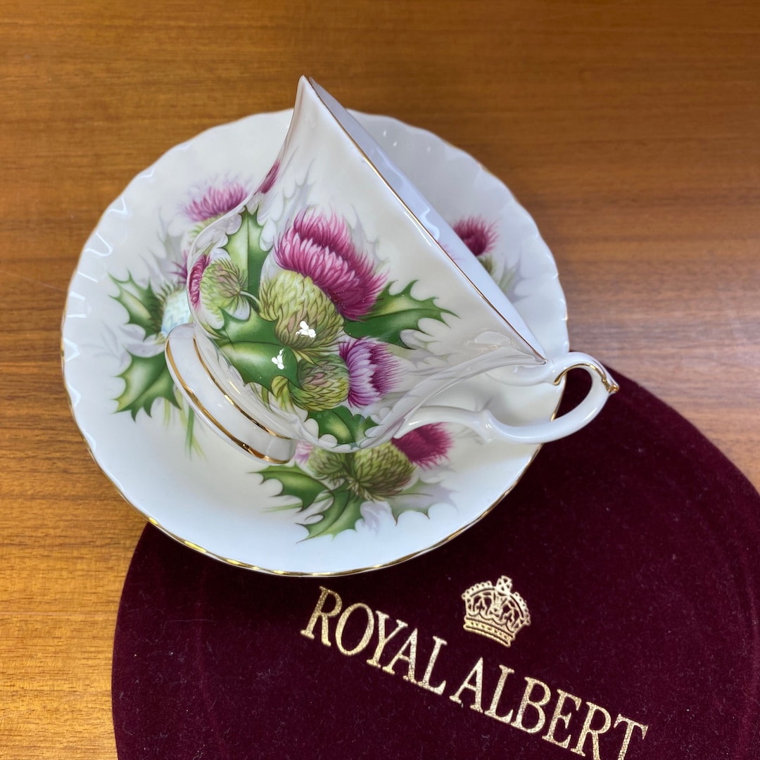Royal Albert highland Thistle Tea Cup and Saucer, Vintage Bone China ...