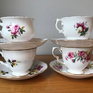 Mismatched China Tea Set Pink and Yellow Floral Teacups and - Etsy