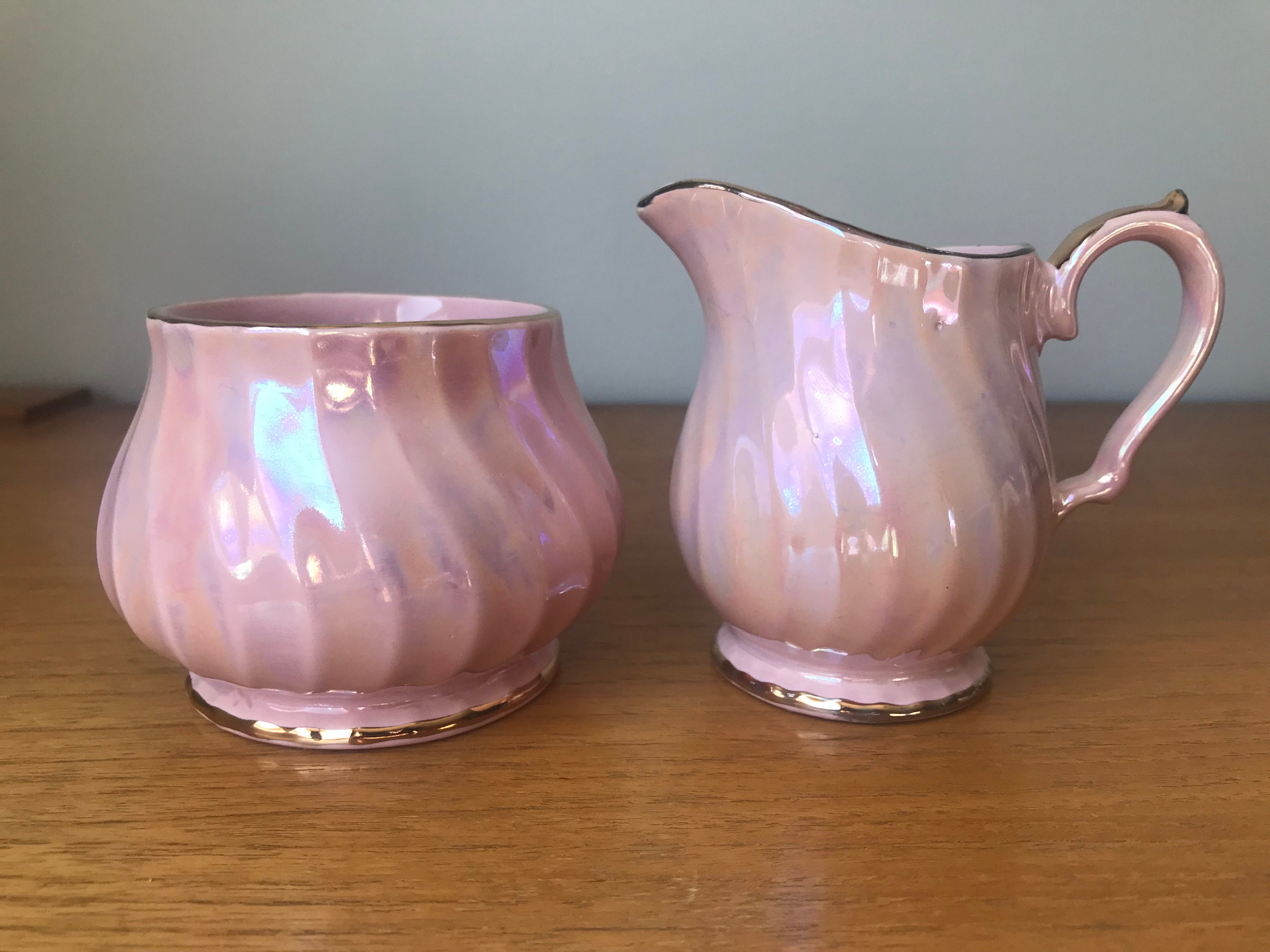 Sadler Lustre Pink Cream and Sugar Set Pink Lustreware - Etsy