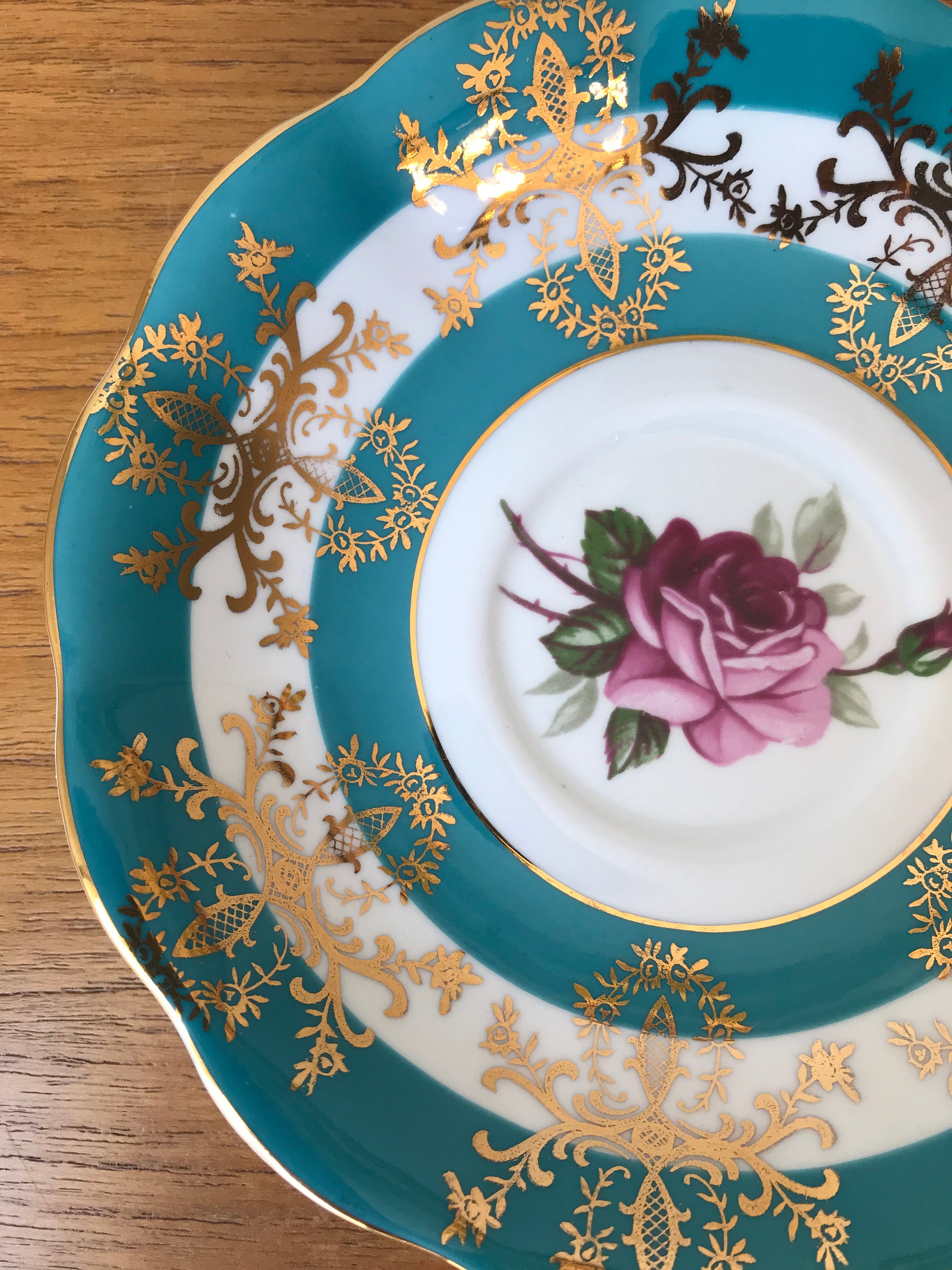 Royal Standard Tea Cup and Saucer Turquoise and White Bands | Etsy