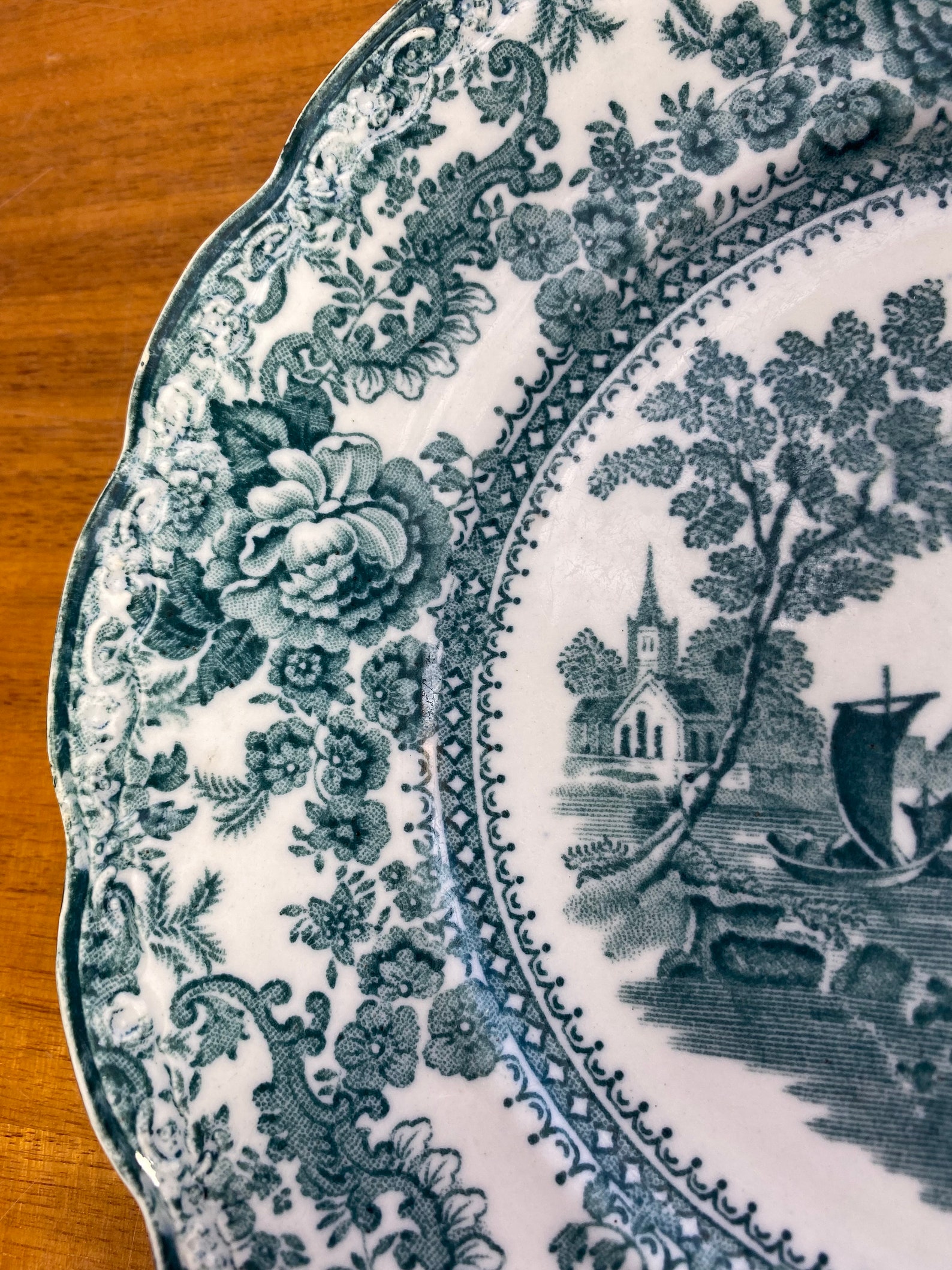 Antique Plate Colonial Pottery Stoke England TOGO Turquoise - Etsy