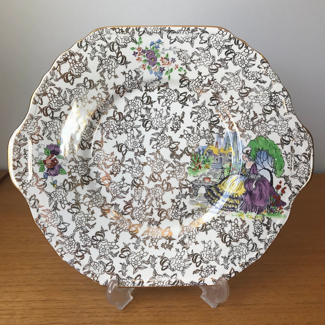 Lord Nelson Ware Chintz Serving Plate, "pompadour" Lady in Waiting Gold ...
