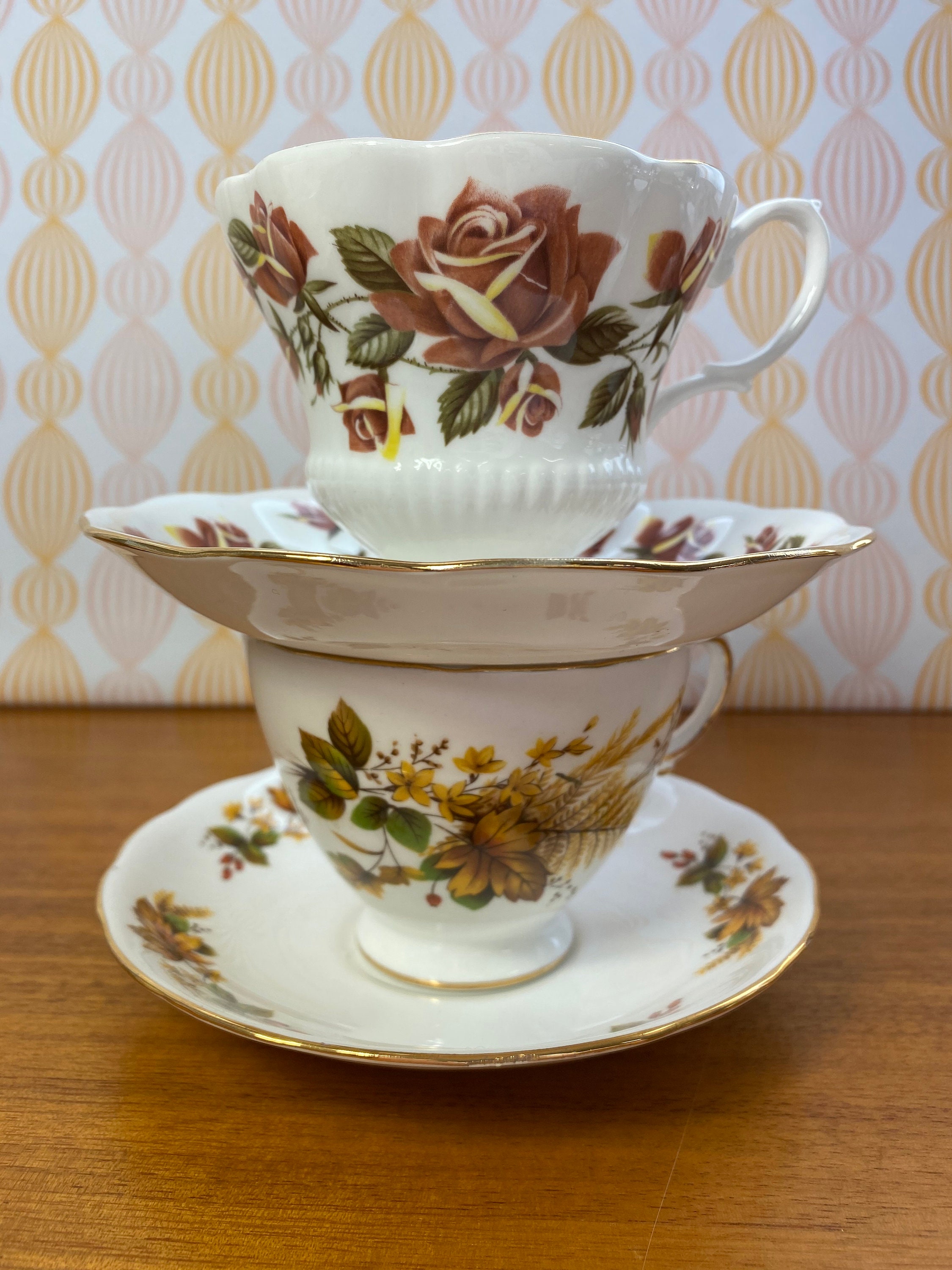 Autumn Tea Cups and Saucers Bulk Lot Mismatched Floral - Etsy UK