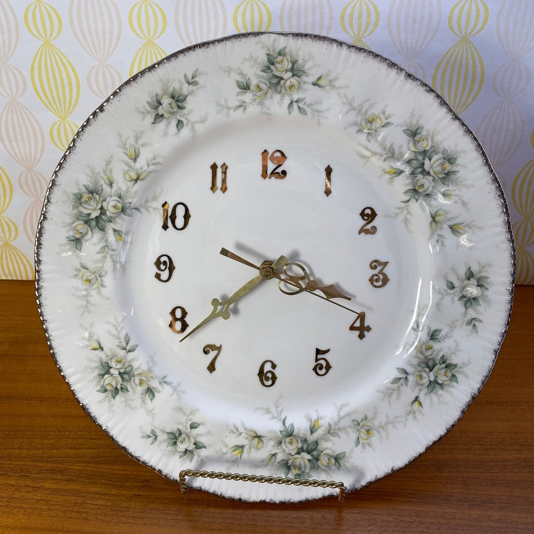 Paragon China Clock With White Roses first Love Pattern, Battery ...