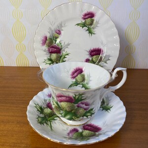 Royal Albert Highland Thistle Tea Cup Trio, Purple Thistles Teacup ...