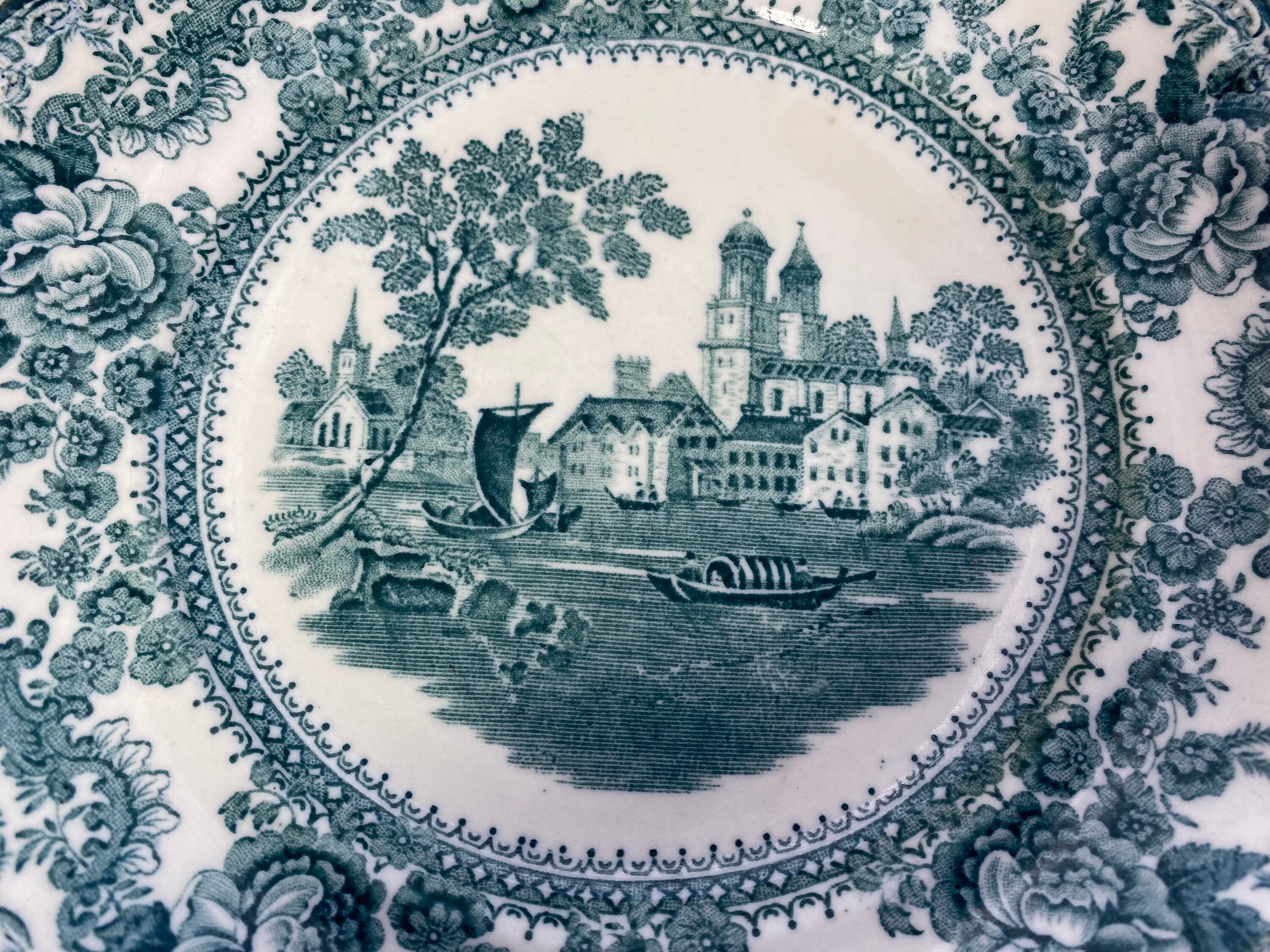 Antique Plate Colonial Pottery Stoke England TOGO Turquoise - Etsy