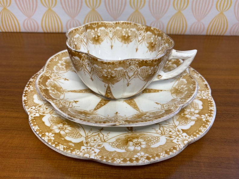 Antique Pre Shelley Wileman Tea Cup Saucer and Plate Brown - Etsy