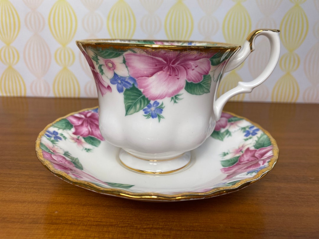 Royal Albert lydia Teacup and Saucer, Pink Floral Hibiscus Bone China ...