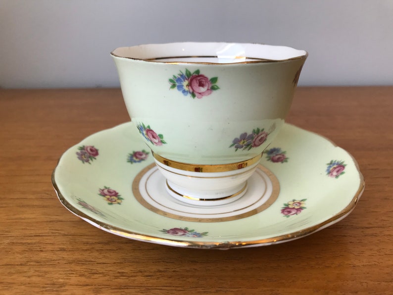 Colclough Green Tea Cup and Saucer Light Pastel Green Teacup | Etsy