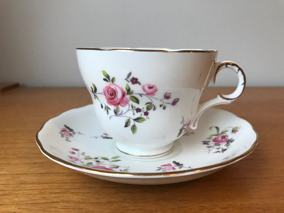 Melba China Tea Cup and Saucer, Pink and Purple Flower Teacup and ...