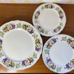 Pansy Dinnerware Set, Sovereign Potters Earthenware Purple White and ...