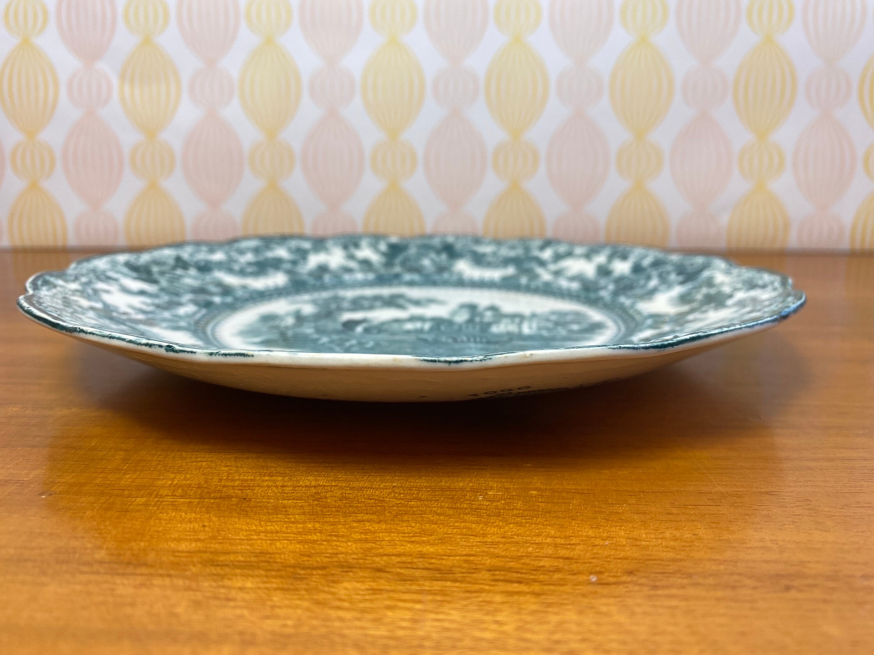 Antique Plate Colonial Pottery Stoke England TOGO Turquoise - Etsy