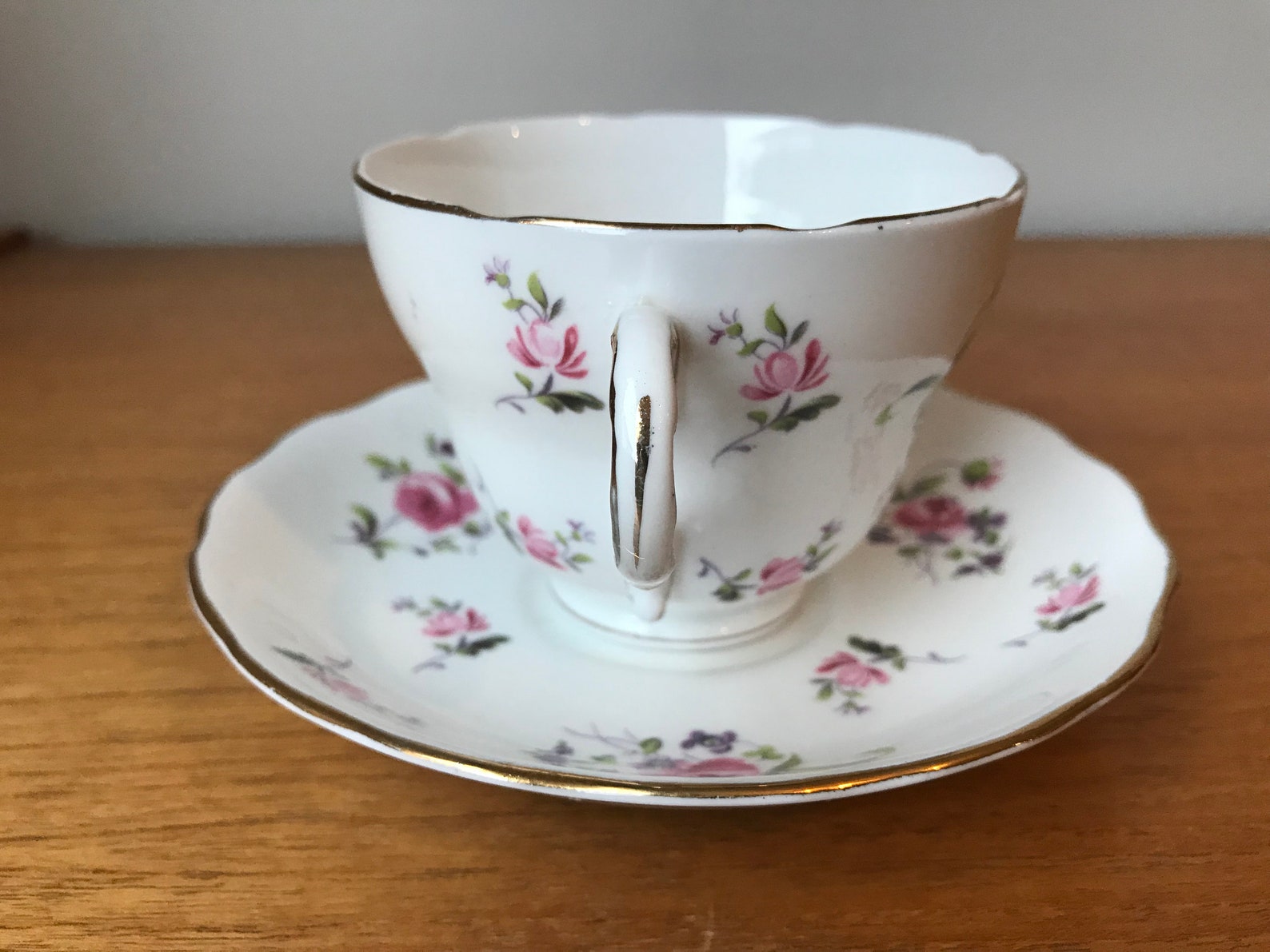 Melba China Tea Cup and Saucer Pink and Purple Flower Teacup | Etsy