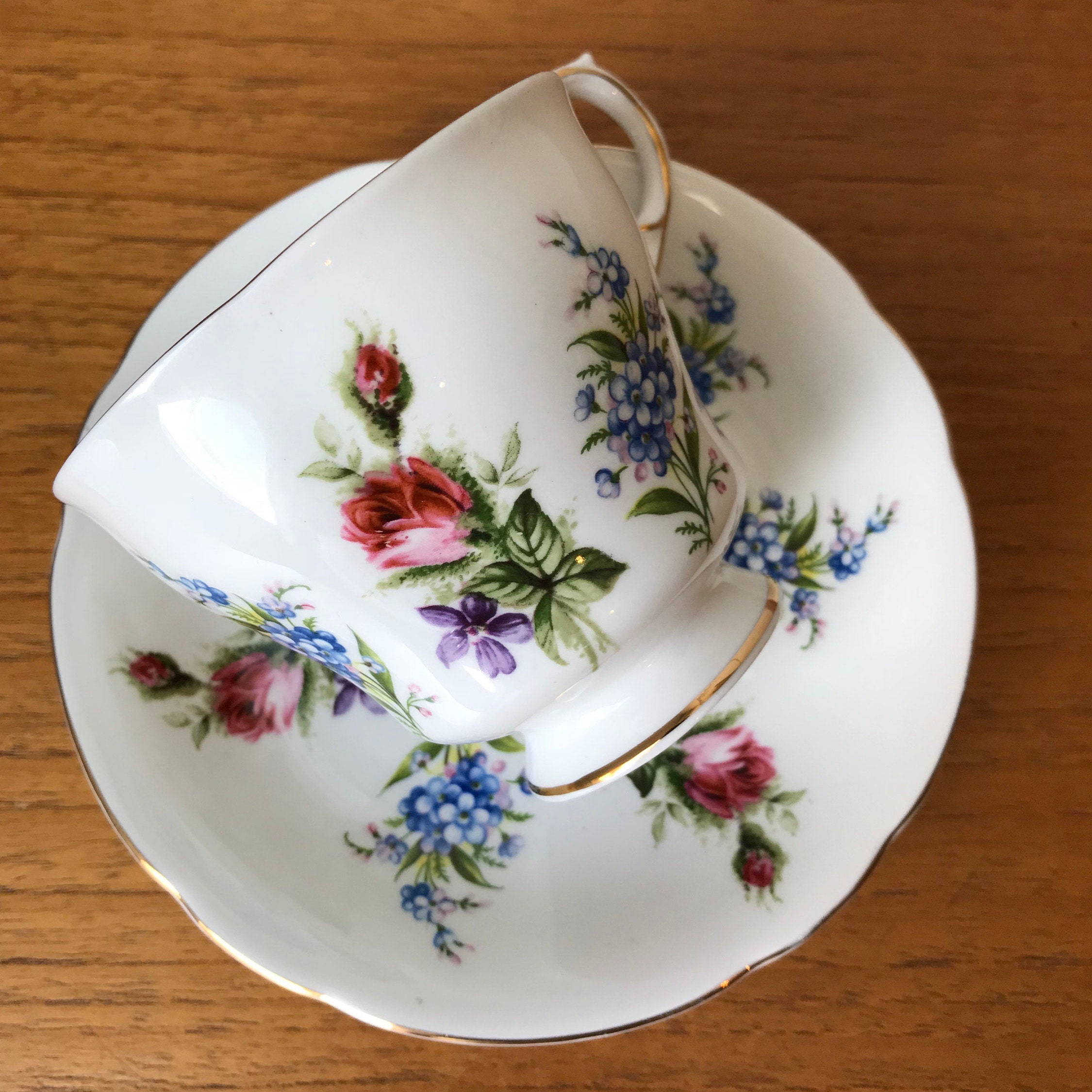 Paragon Flower Teacup and Saucer Forget Me Nots Roses and - Etsy Singapore
