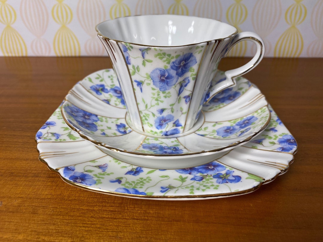 Royal Albert Blue Pansy Teacup Saucer and Plate, Chintz Crown China Tea ...