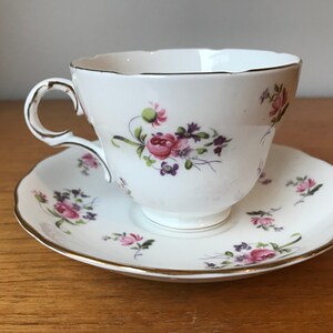 Melba China Tea Cup and Saucer, Pink and Purple Flower Teacup and ...