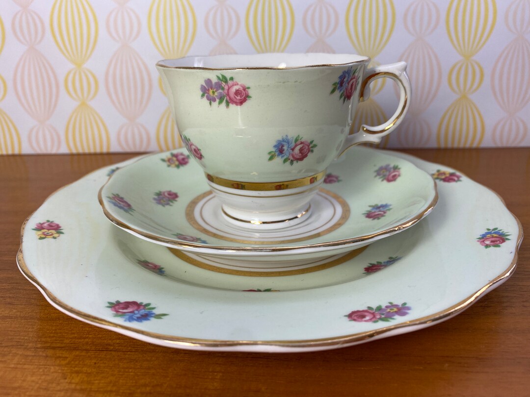 Colclough Green Tea Cup and Saucer, Light Pastel Green Teacup and ...