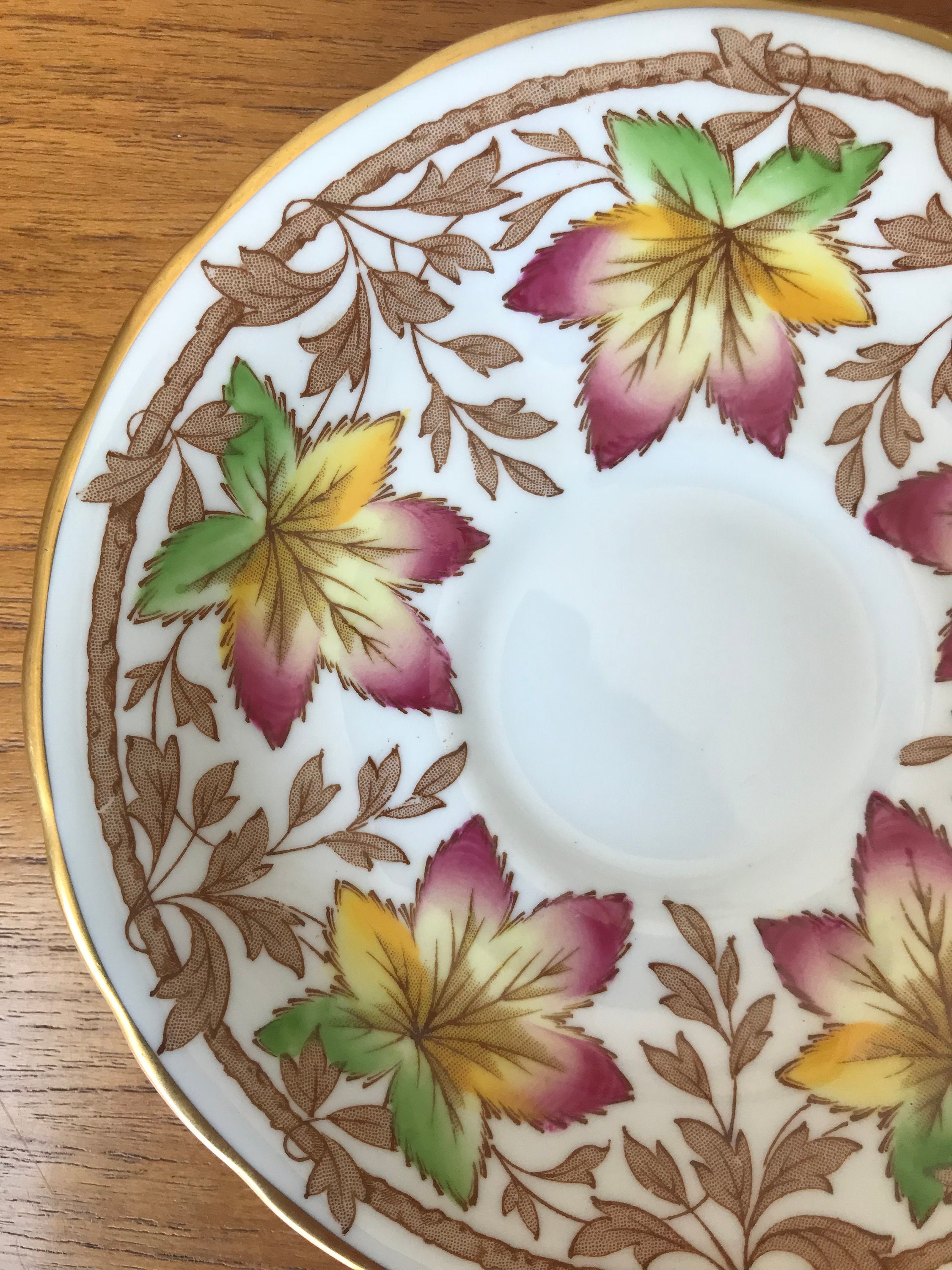 Royal Chelsea Tea Cup and Saucer Colourful Maple Leaf Teacup - Etsy ...