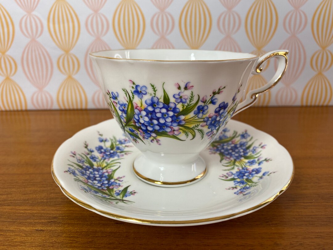 Blue Forget Me Not Tea Cup and Saucer, Royal Standard Teacup and Saucer ...