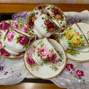 Royal Albert Tea Set Rose Pattern Teacups and Saucers Pink - Etsy