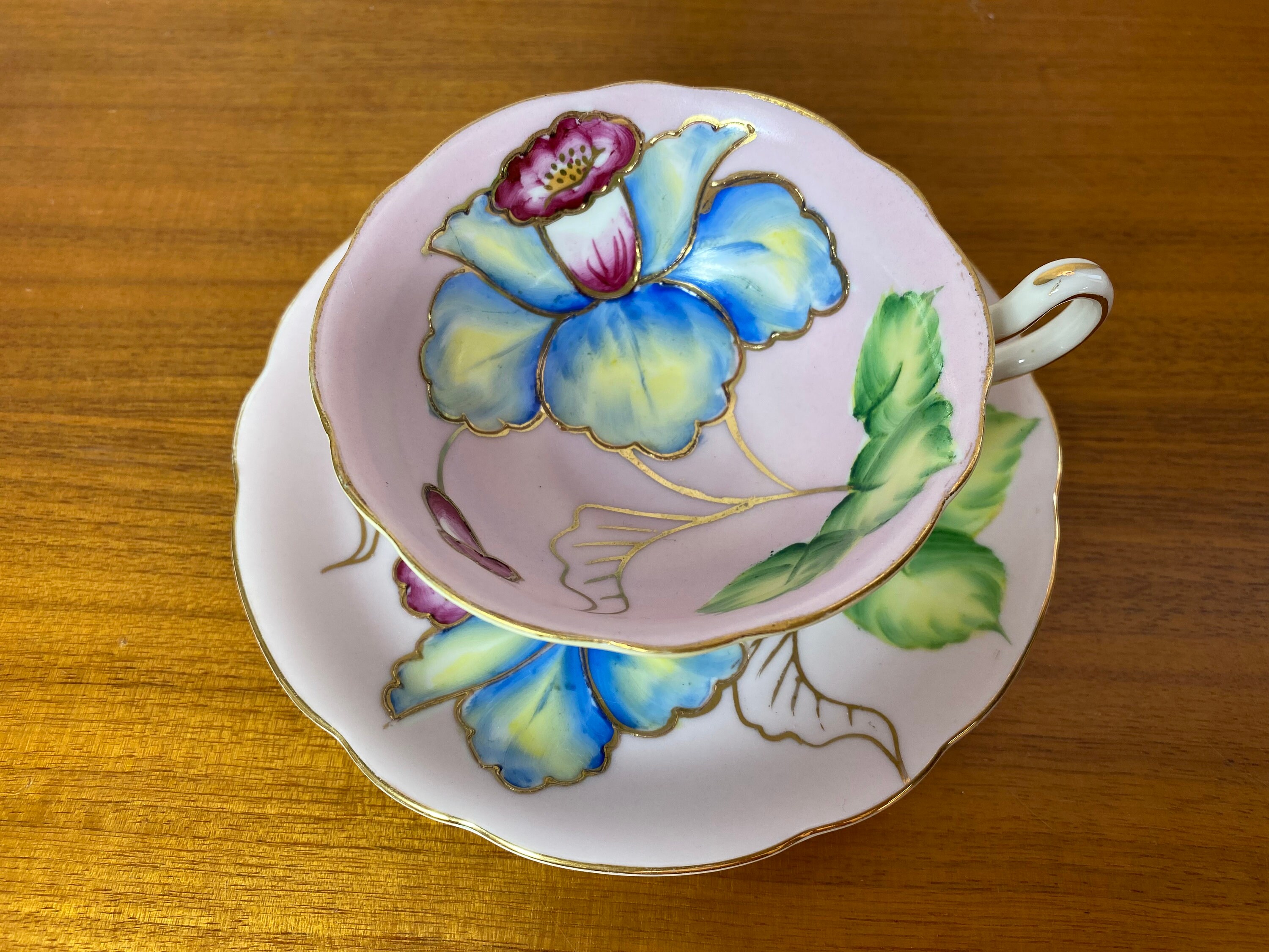 Princess China Pink Tea Cup and Saucer Hand Painted Floral | Etsy