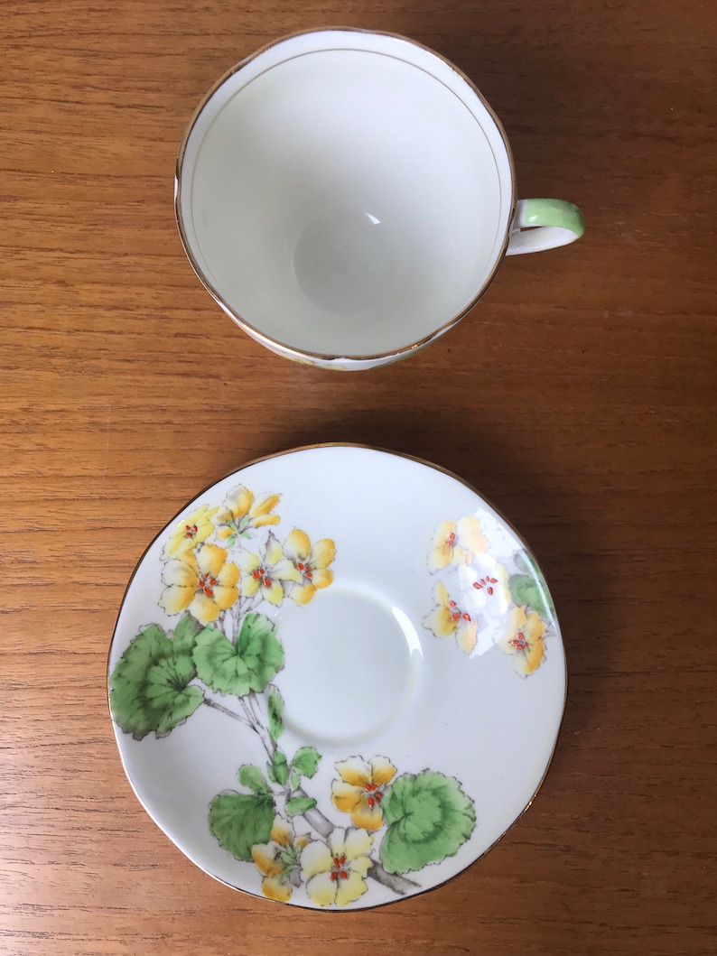 Salisbury Crown China geranium Tea Cup and Saucer - Etsy Canada
