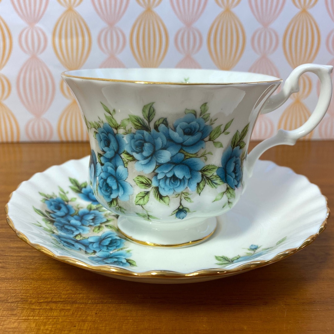 Royal Albert Blue Roses Tea Cup and Saucer, Vintage Bone China Teacup ...