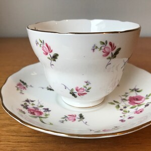 Melba China Tea Cup and Saucer, Pink and Purple Flower Teacup and ...