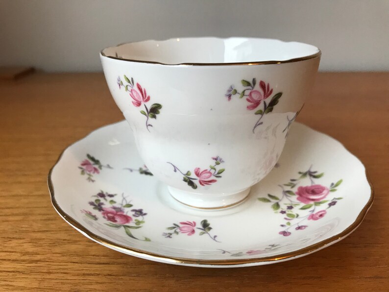 Melba China Tea Cup and Saucer Pink and Purple Flower Teacup - Etsy
