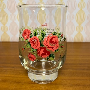 June Roses Flower of the Month Glass, Vintage Drinking Glass, Birthday ...