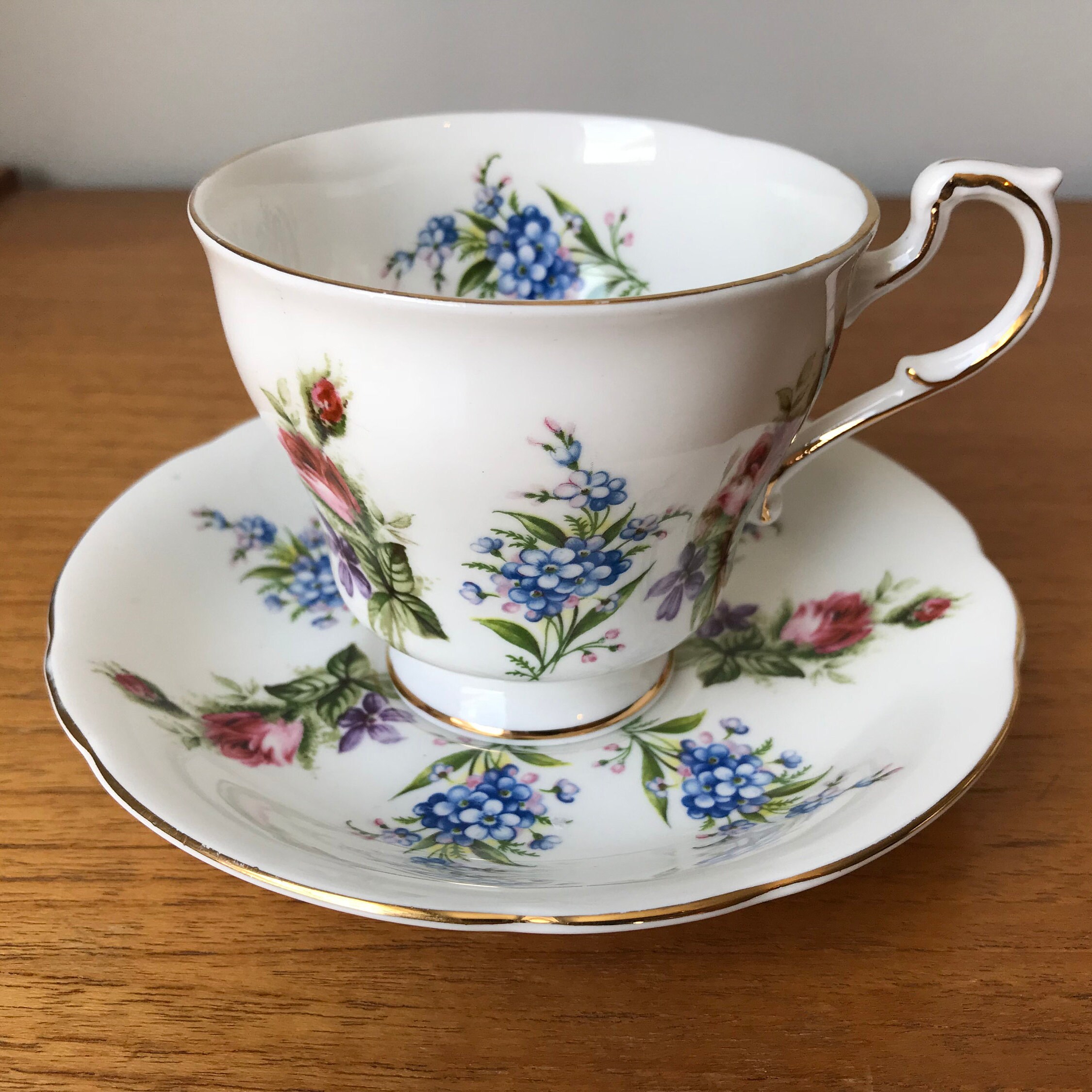 Paragon Flower Teacup and Saucer Forget Me Nots Roses and - Etsy Singapore