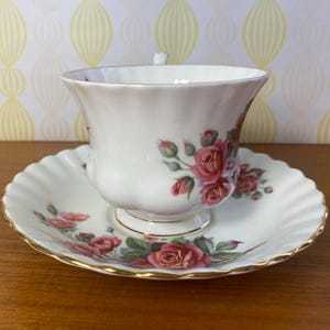 Royal Albert centennial Rose Vintage Teacup and Saucer, Red Pink Orange ...
