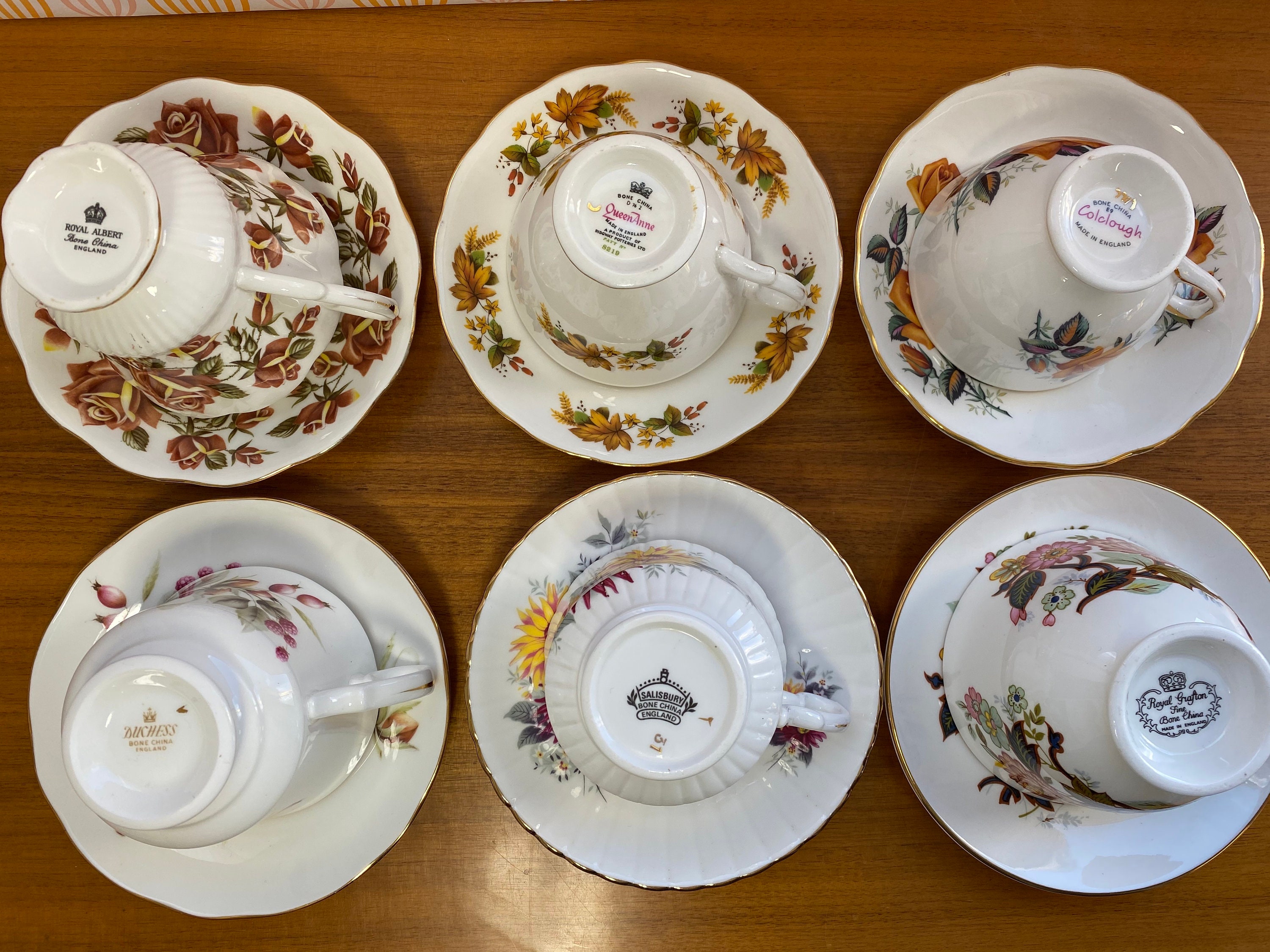 Autumn Tea Cups and Saucers Bulk Lot Mismatched Floral - Etsy UK